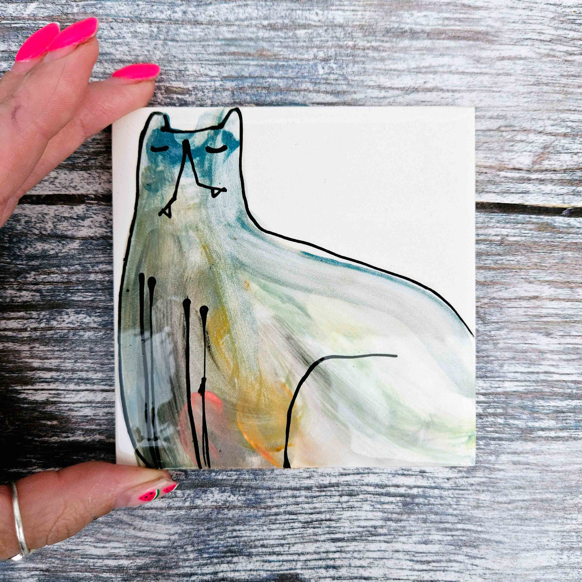 Hand Illustrated Big Cat Tile/Coaster – MadeByHarriet