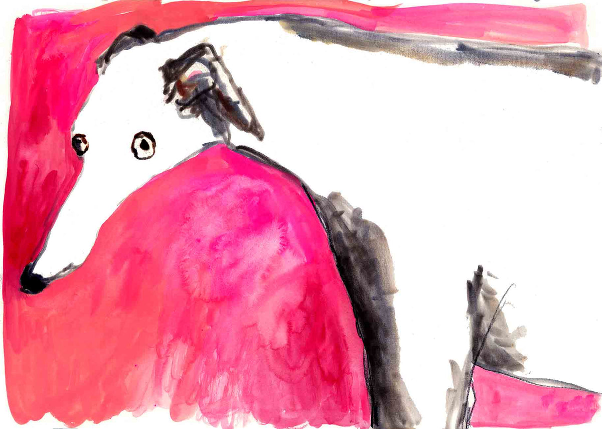 Greyhound in Pink - Original Drawing A2 – MadeByHarriet