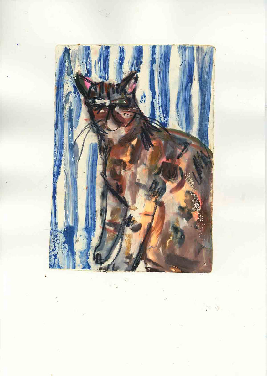 Limited Edition Orignal Hand Printed Untrusting Ginger Tabby Cat A4 Si ...