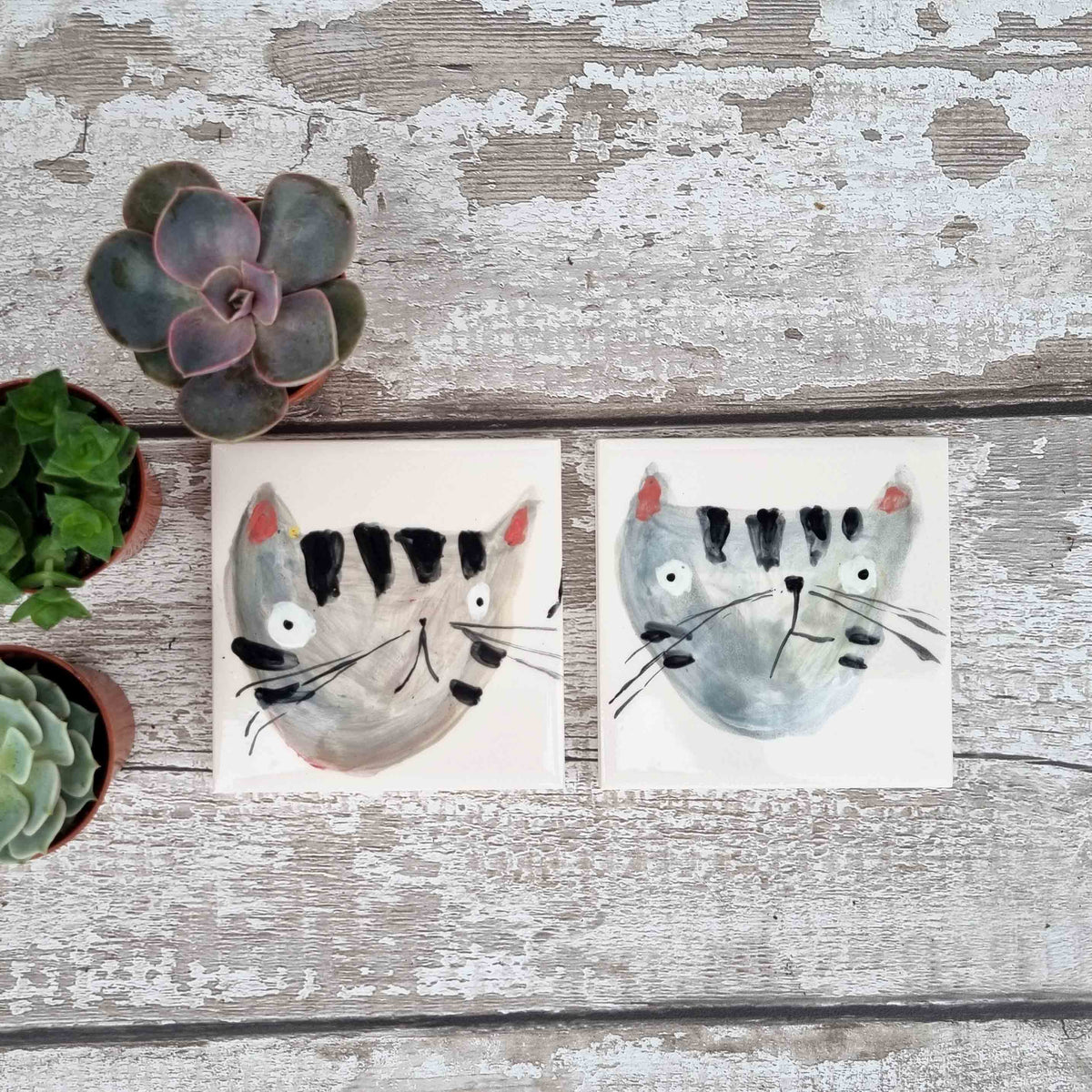 Grey Tabby Cat Ceramic Tile / Coaster – MadeByHarriet